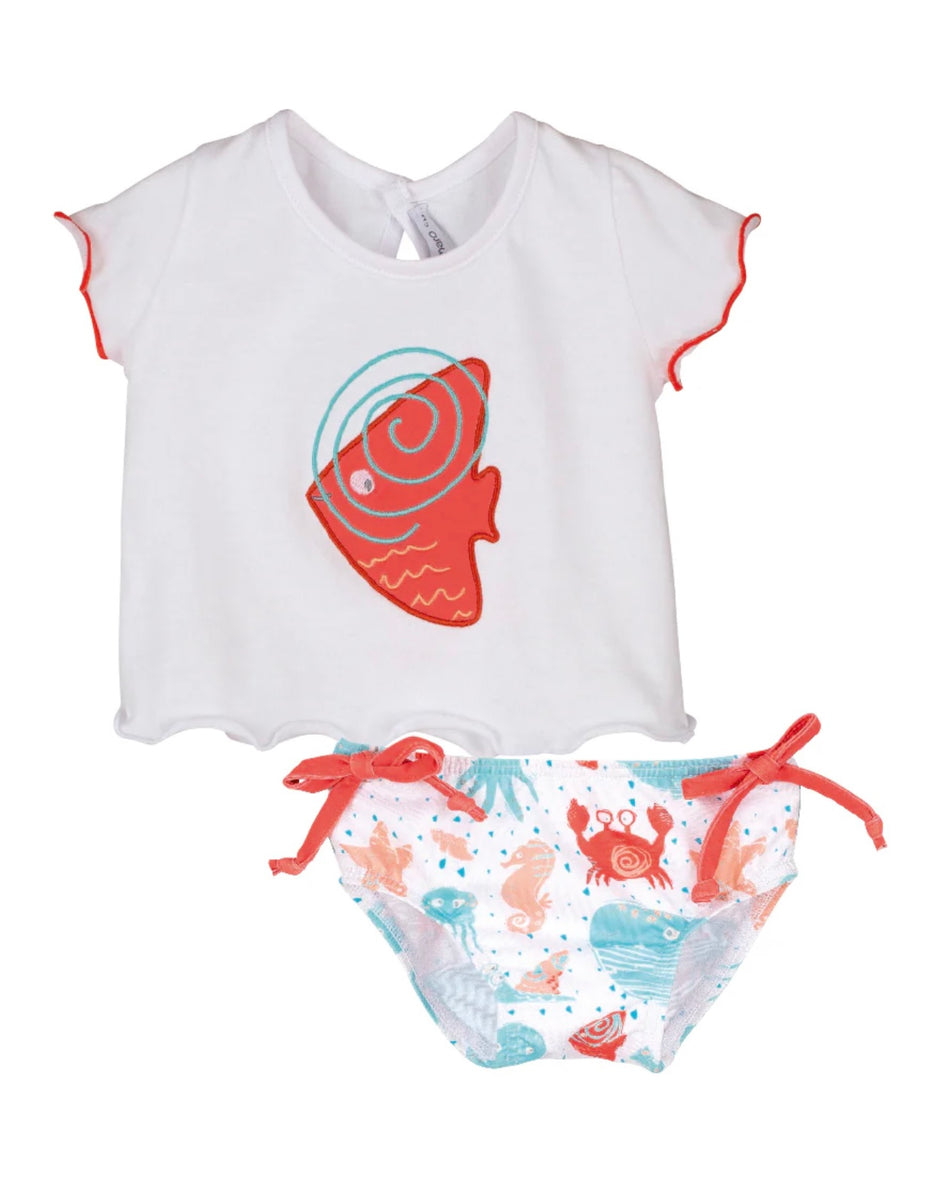 SS23 Calamaro Girls Coral Fish Swimwear | Lillie & Friends Boutique